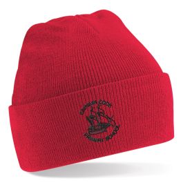 Red Knitted Hat - Embroidered with Captain Cook Primary School Logo