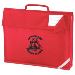 Red Book Bag - Embroidered with Captain Cook Primary School Logo