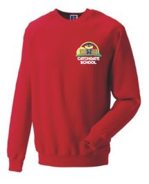 Red Crew-neck sweatshirt - Embroidered With Catchgate Primary School Logo
